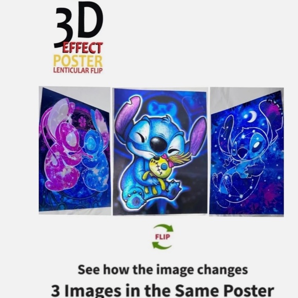 Art | Nwot Lilo Stitchstitch 3d Poster Framed 3dlenticular Effect3 ...